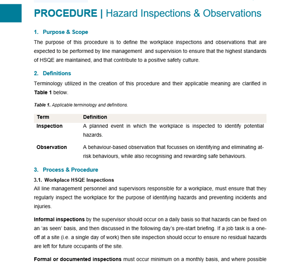 Safety Partners | Hazard Inspection and Observation Procedure